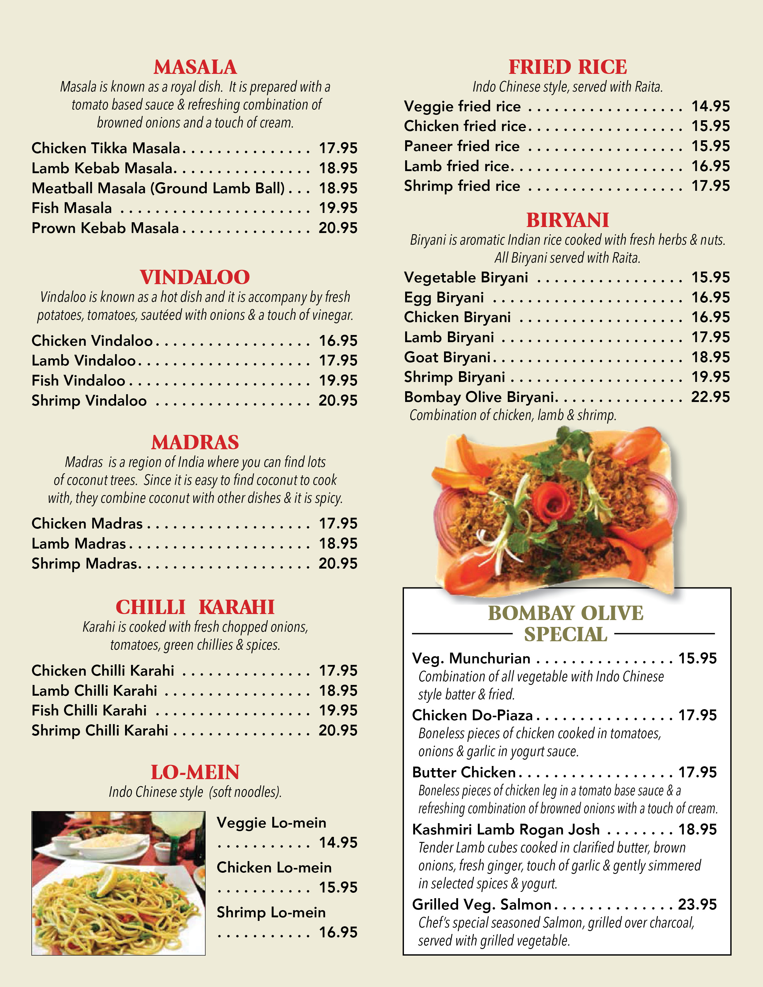 Indian Restaurant Menu